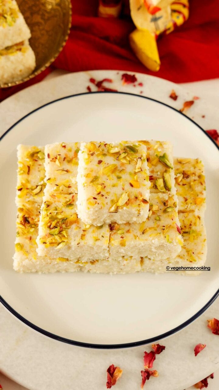Ricotta Cheese Burfi (With Milk Powder)